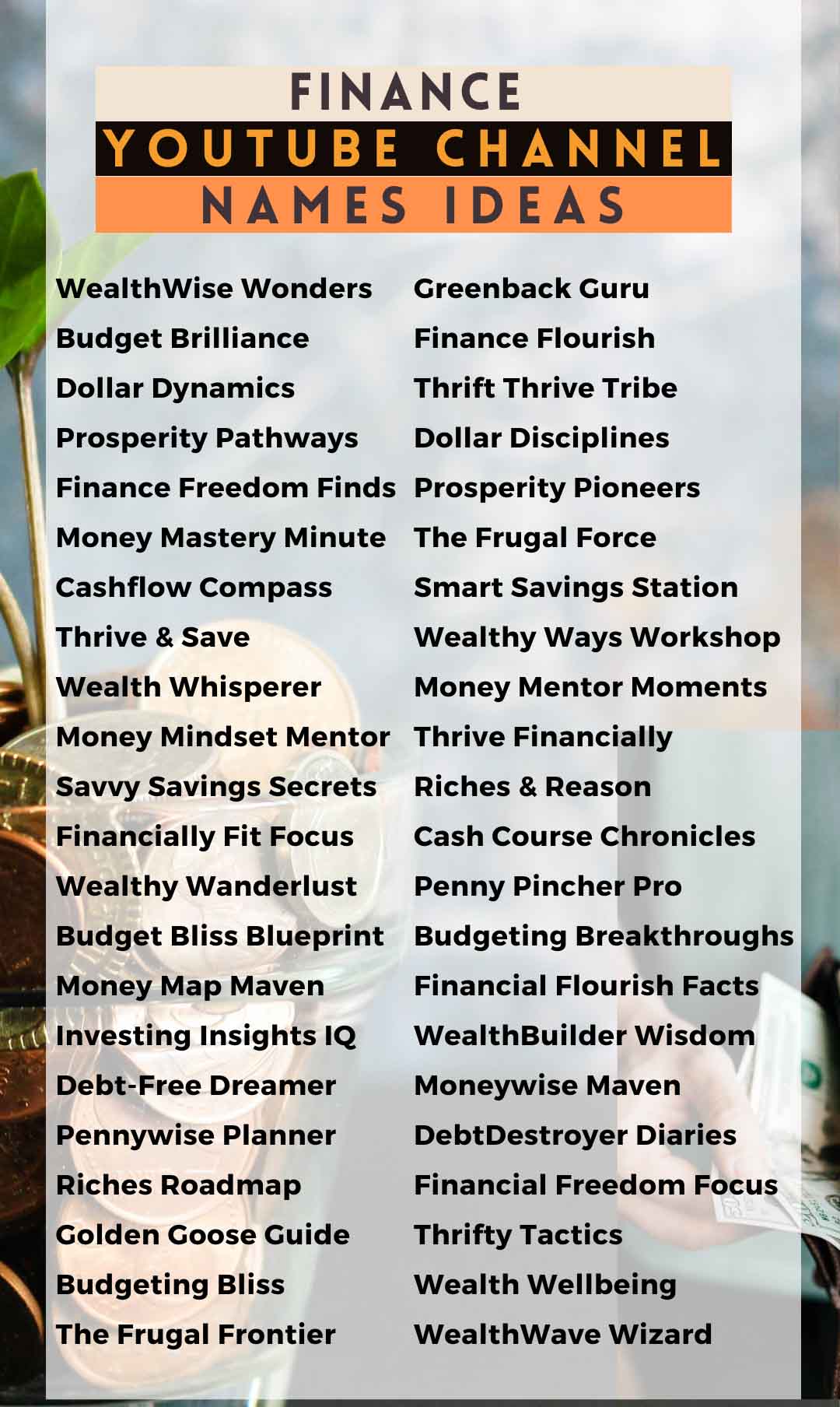500+ Creative Finance YouTube Channel Name Ideas