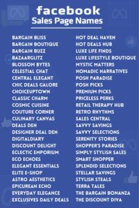 200 Best and Unique Facebook Sales Page Name Ideas