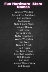 300 Unique and Catchy Hardware Store Name Ideas