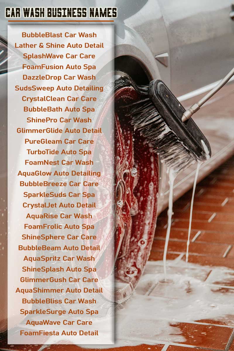 500 Creative Car Wash Business Names with Slogan