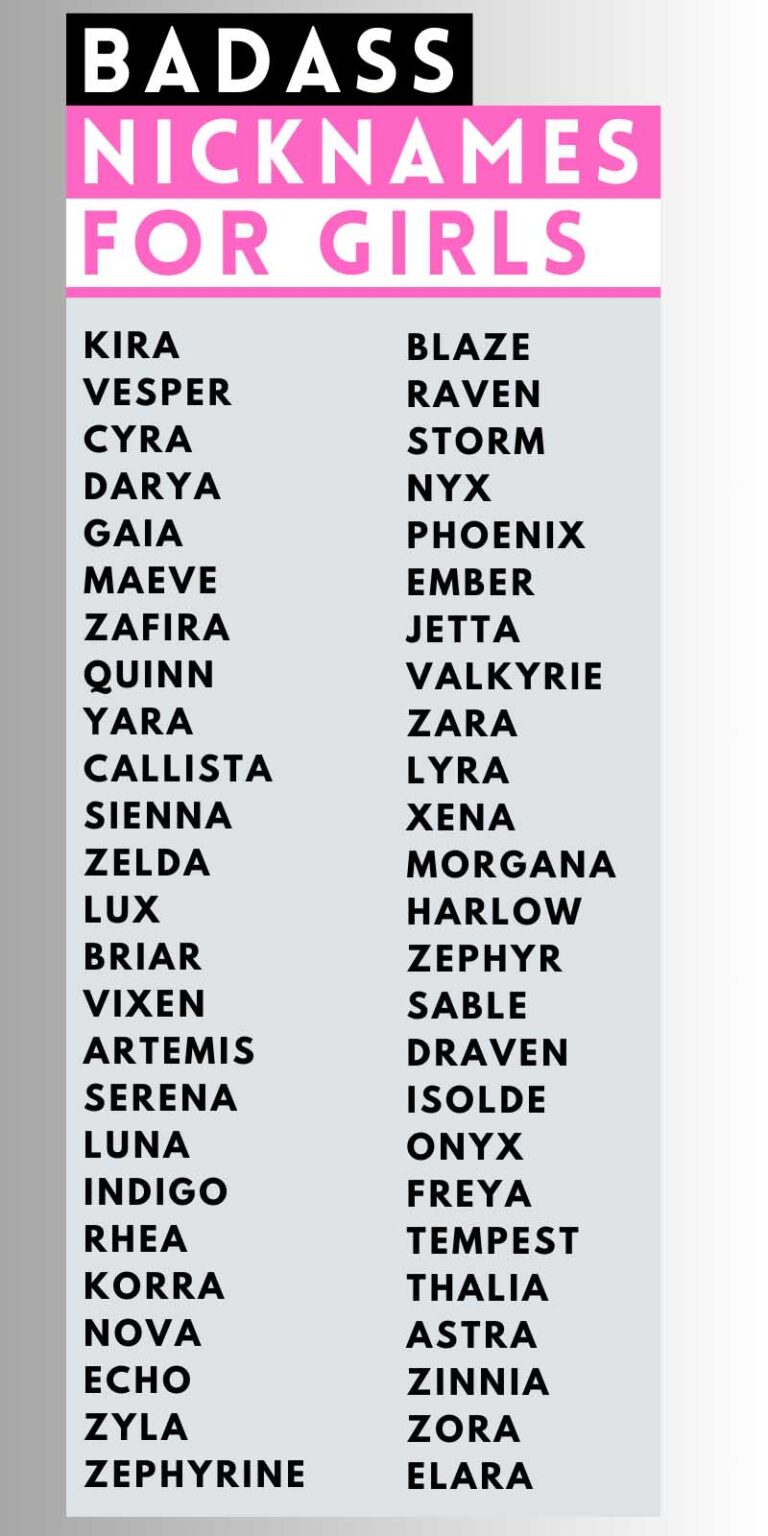 750 Badass Nicknames For Girls With Meanings A Z 